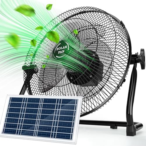 Amazon.com: TonyEst 12'' Solar Powered Fan with 20W Solar Panel ...