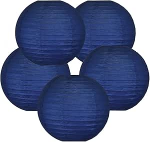 TopAAA 12 Inch Navy Blue Paper Lantern Lamps Chinese Lantern(Set of 5 ...