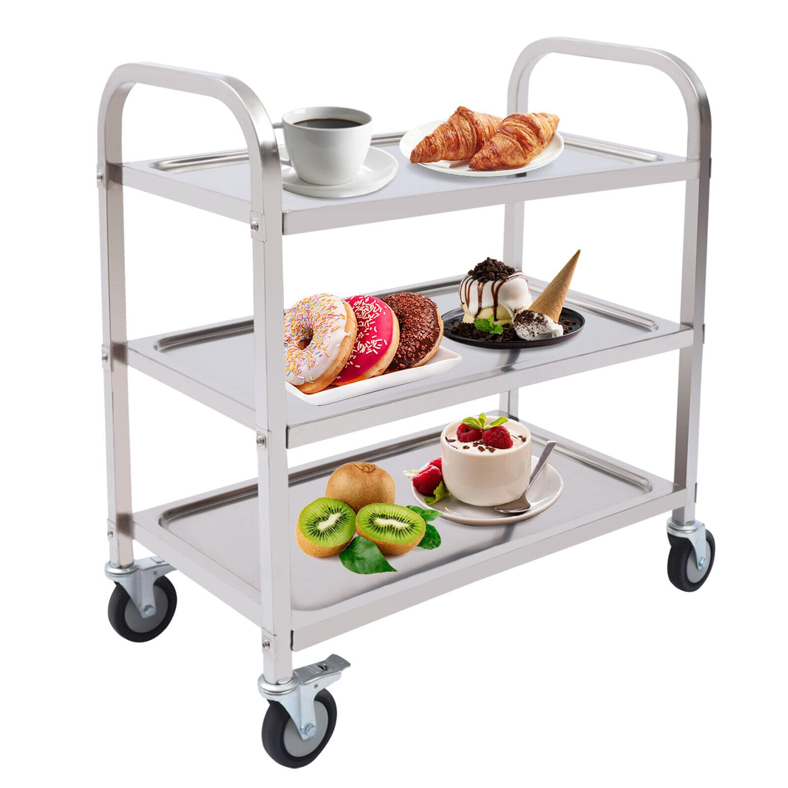 Buy SHOWLIVEU Serving Trolley Stainless Steel 3 Shelves Kitchen Trolley ...