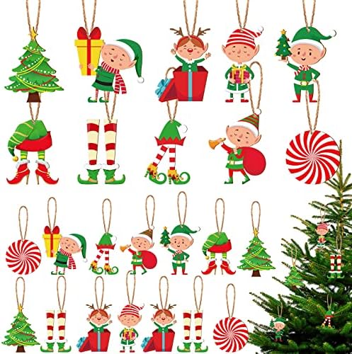 Amazon.com: Spiareal 60 Pieces Elf Christmas Tree Ornaments Decoration ...