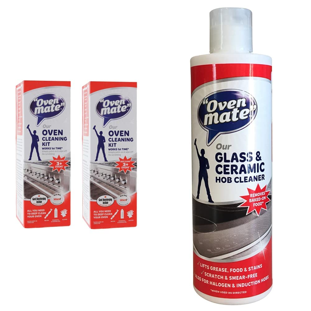 Oven Mate Oven Cleaning Kit 500ml Twin Pack & Glass and Ceramic Hob ...