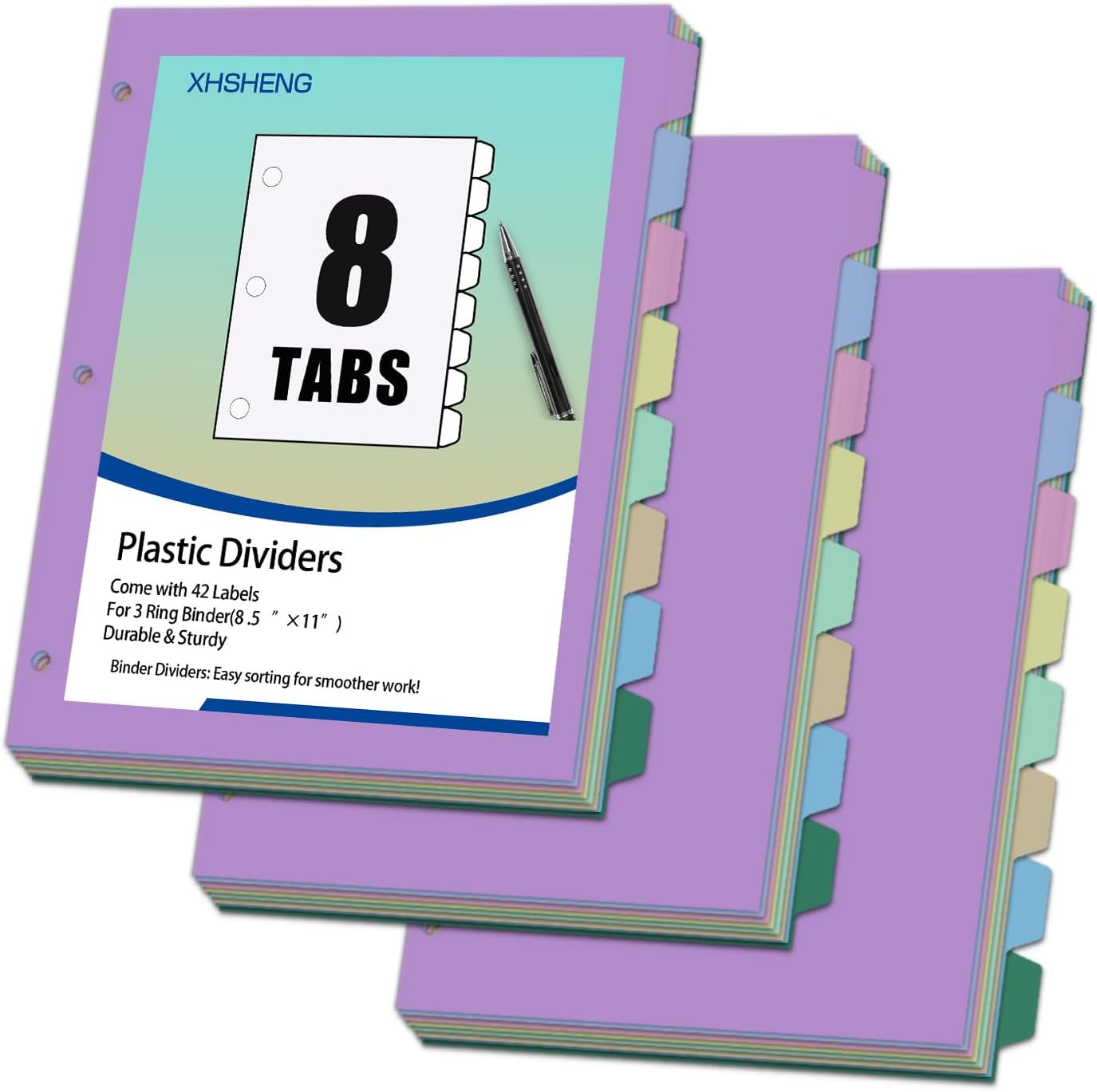 Amazon.com : 24Pcs/3 Sets Binder Dividers for 3 Ring Binder,8 Tab ...