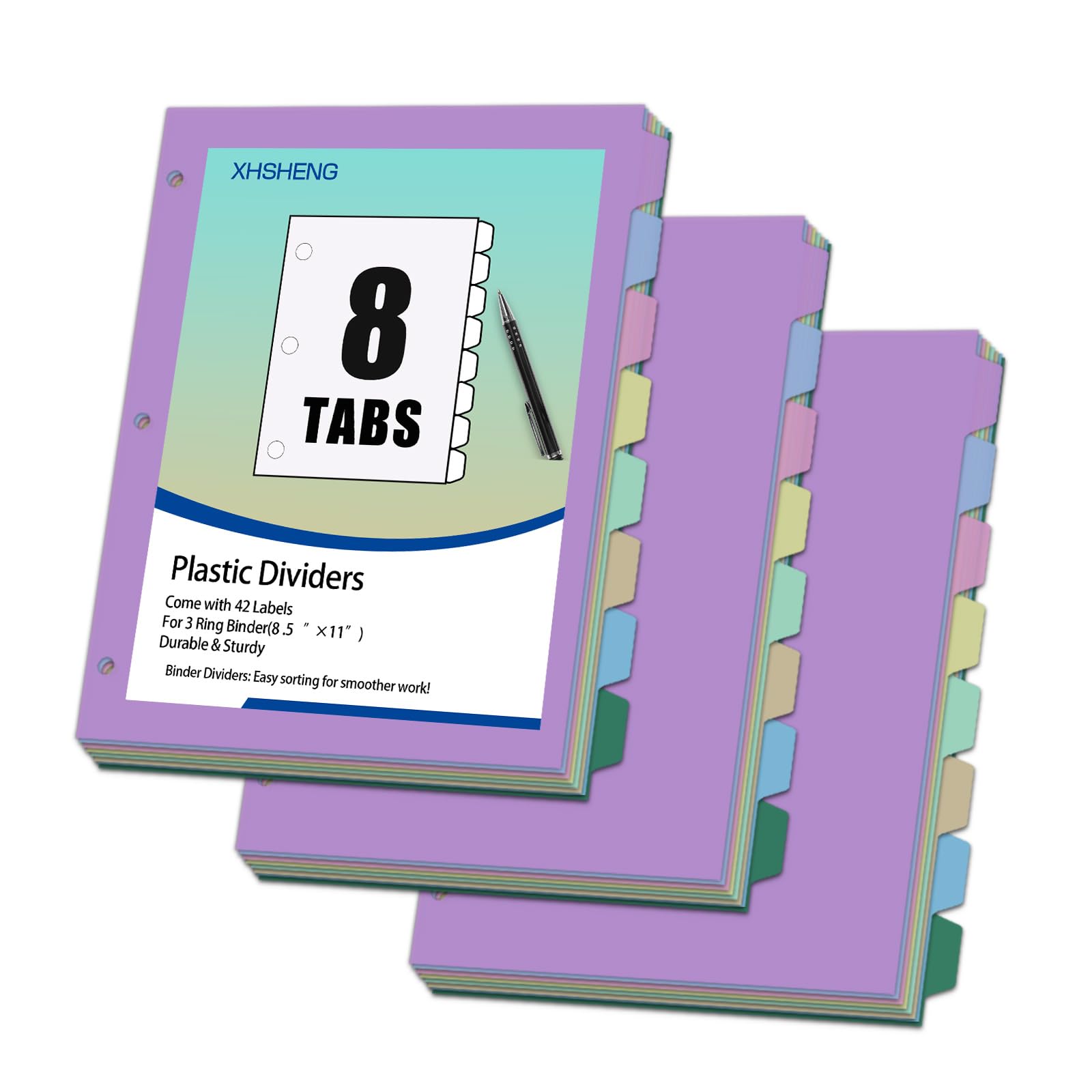 Amazon.com : 24Pcs/3 Sets Binder Dividers for 3 Ring Binder,8 Tab ...