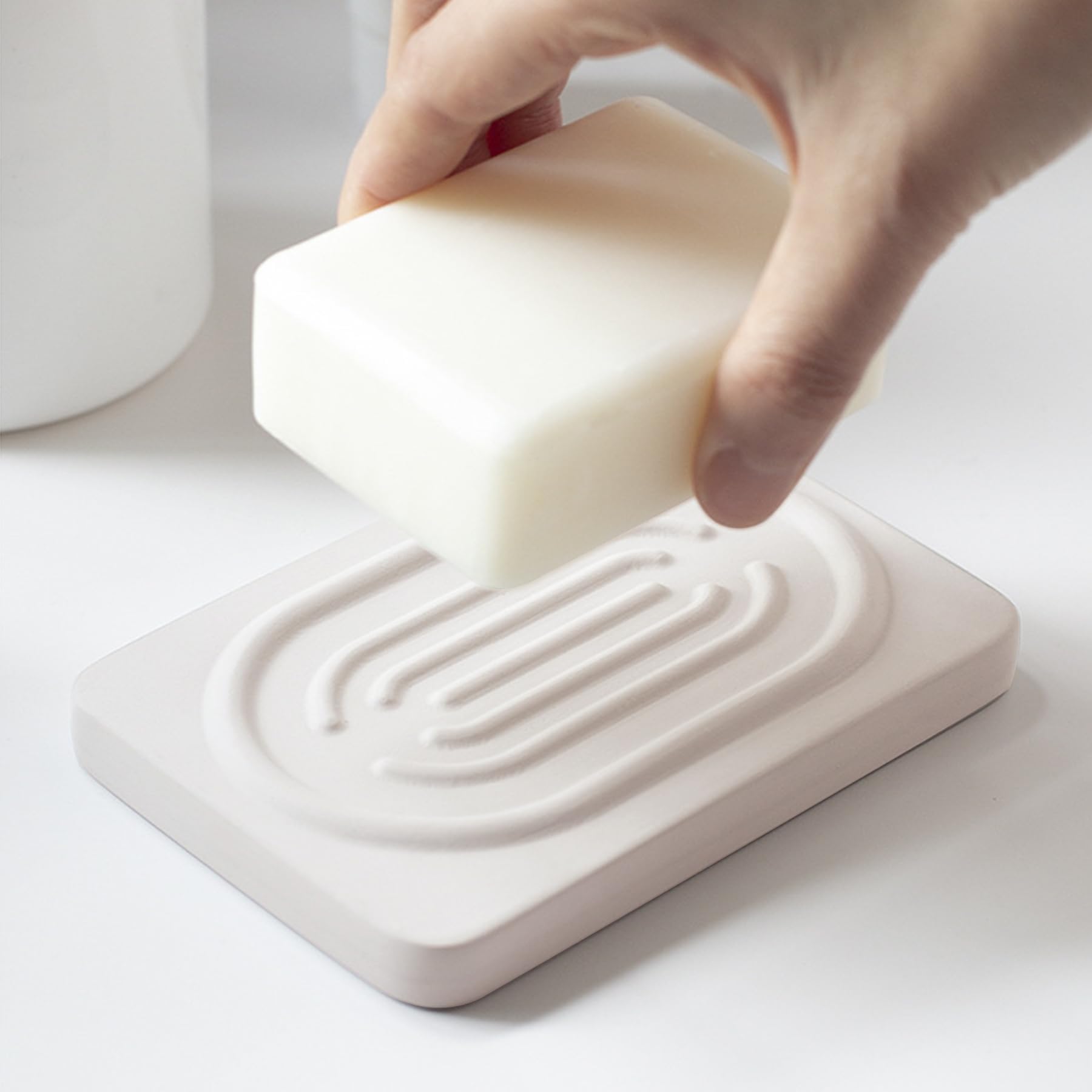 Amazon.com: White Diatomite Soap Dish - Modern Minimalist Design ...