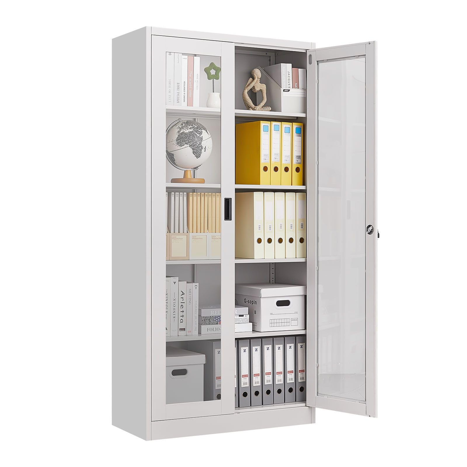 185cm Steel File Cabinet Lockable Filing Storage with 5 Adjustable ...