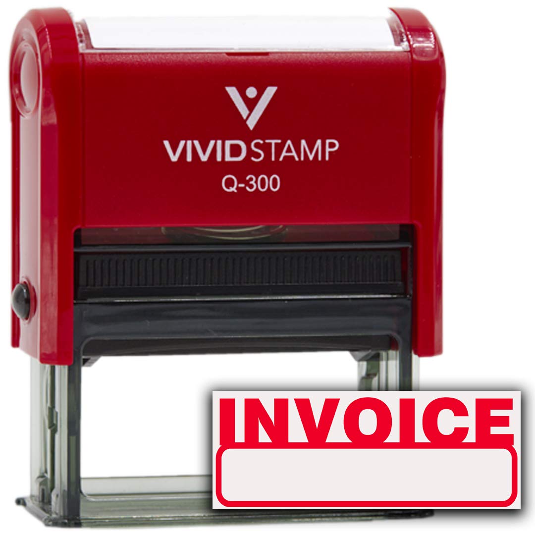 Amazon.com : Basic Invoice Self Inking Rubber Stamp (Red Ink) - Large ...