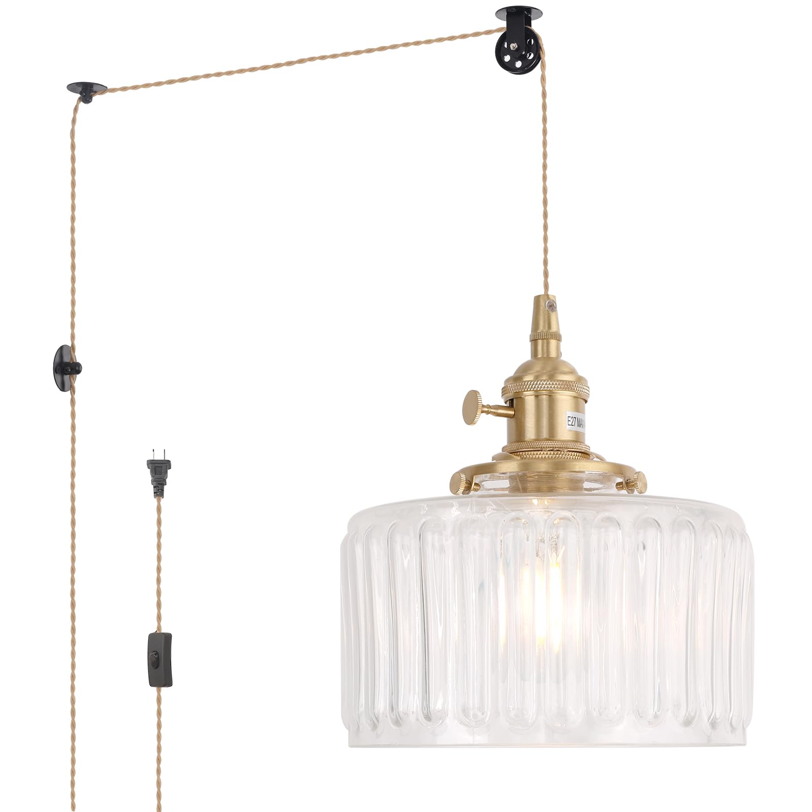 Shenmoyl Plug in Pendant Light Hanging Light Fixture Corded On/Off ...