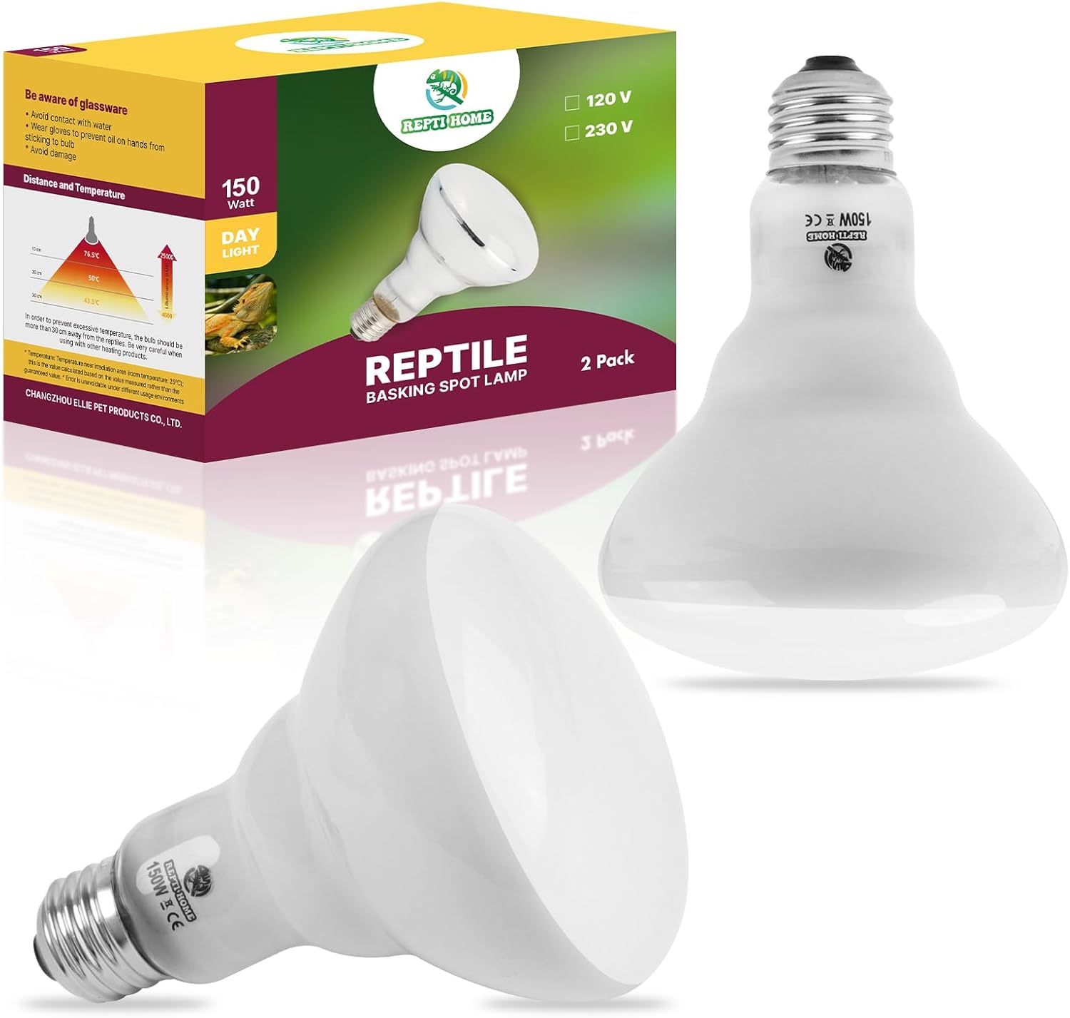 Amazon.com : REPTI HOME 150W Reptile Heat Lamp Bulb 2 Pack,Basking Spot ...