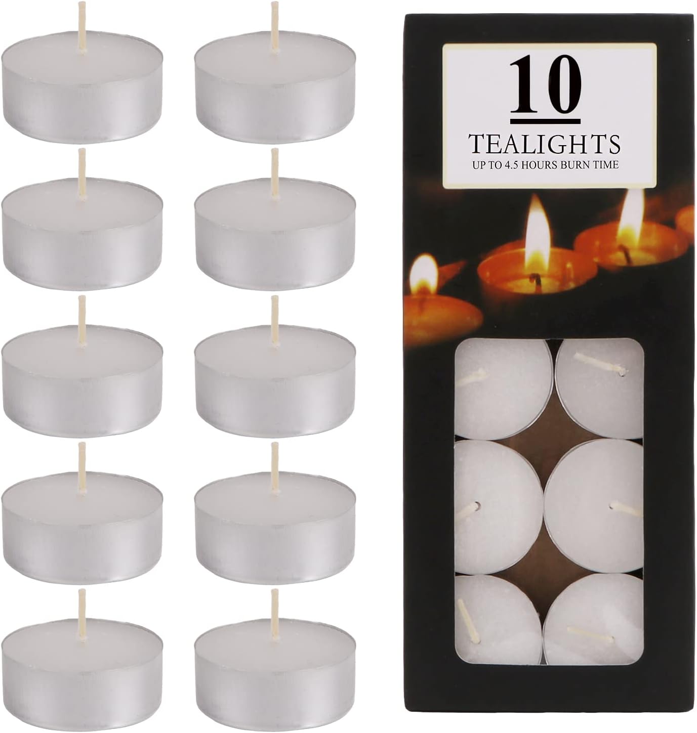 Amazon.com: MEGA CANDLES - Unscented Tea Light Candles - White, Set of ...