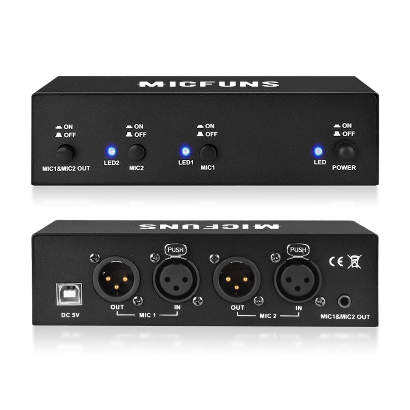 Amazon.com: Micfuns MC2 2 Channel 48V Phantom Power Supply with 3.5mm ...