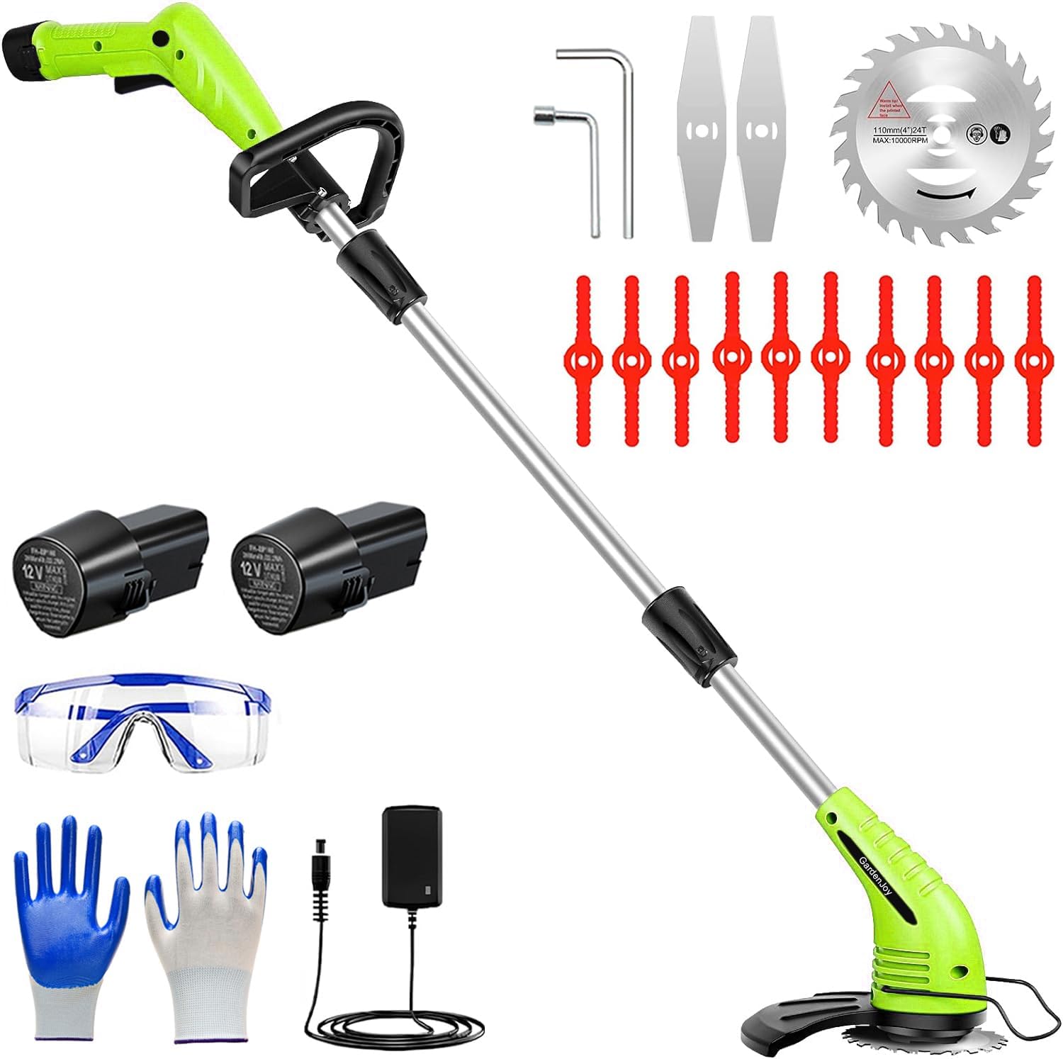 Amazon.com : Cordless Weed Wacker, Grass Trimmer with 2Pcs 2.0Ah Li-Ion ...