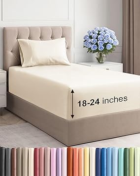 Extra Deep Twin XL 3 Piece Bedding Sheet Set - Breathable & Cooling ...