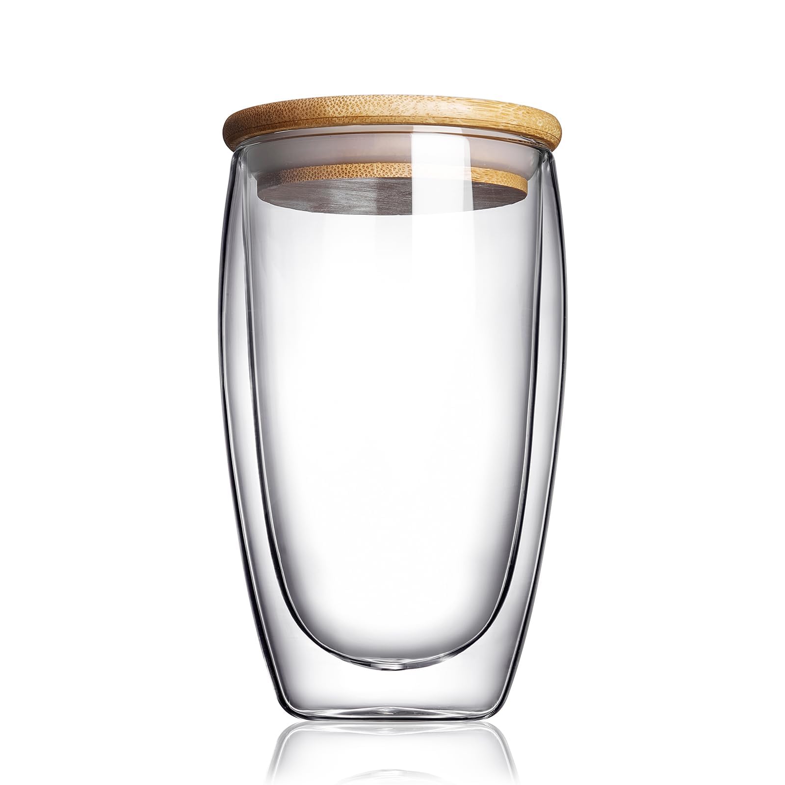 Amazon.com | Luxtea 15 Oz Glass Coffee Mug for Hot or Iced Coffee, Milk ...