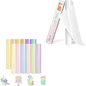 Amazon.com: HTVRONT HTV Vinyl Rolls Heat Transfer Vinyl - 12" x 8ft ...