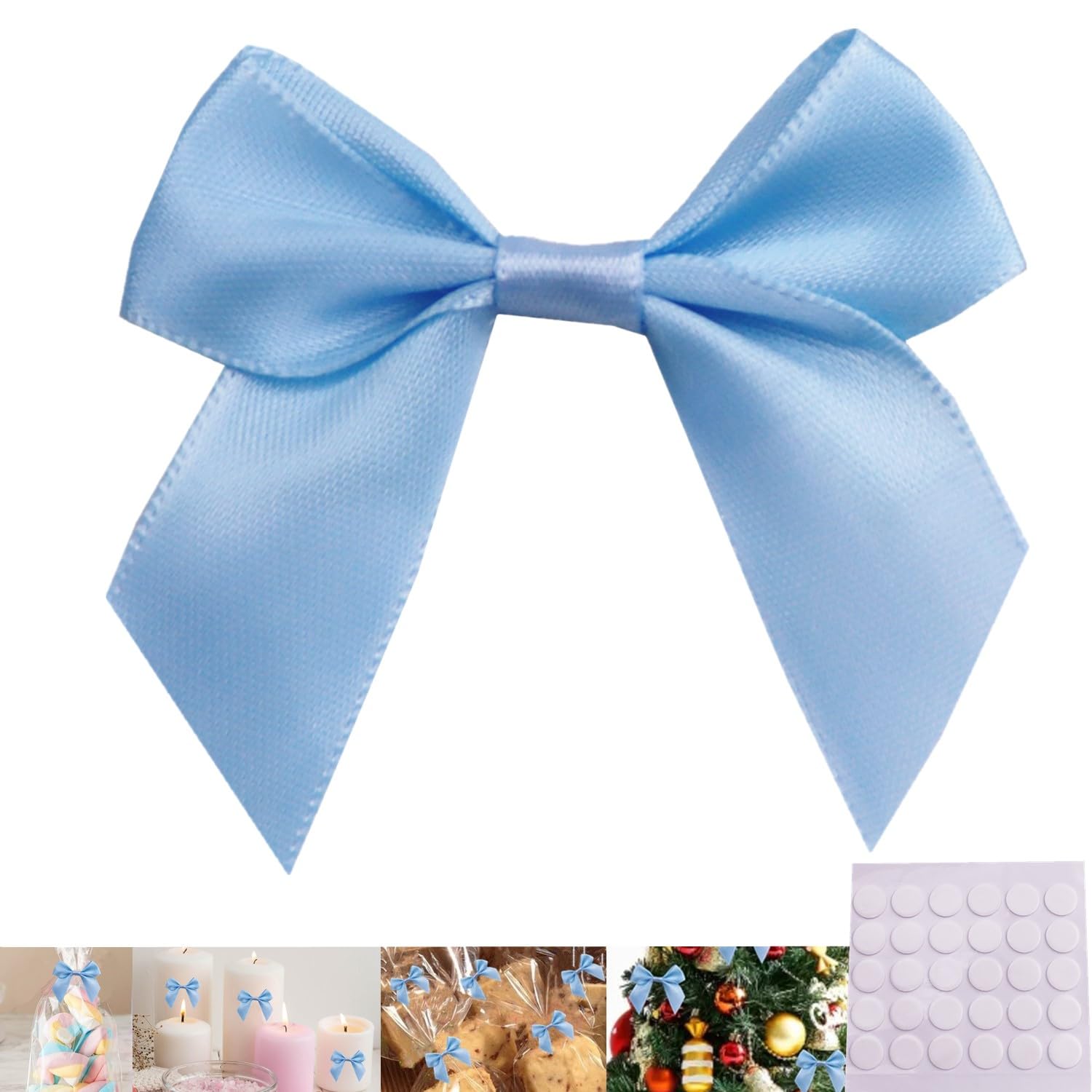 Amazon.com: GUIFIER 30 PCS Mini Satin Ribbon Bows with Sticky Gel Pads ...