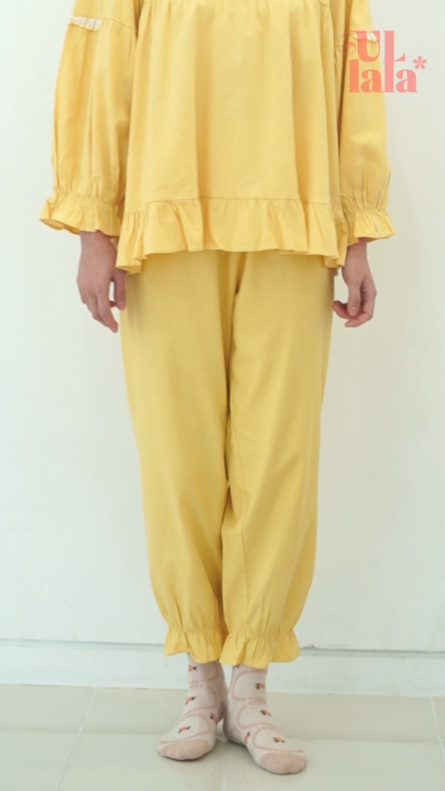 Watch ULLALA Pajamas for Judy Long sleeve Two Piece Yellow on Amazon Live
