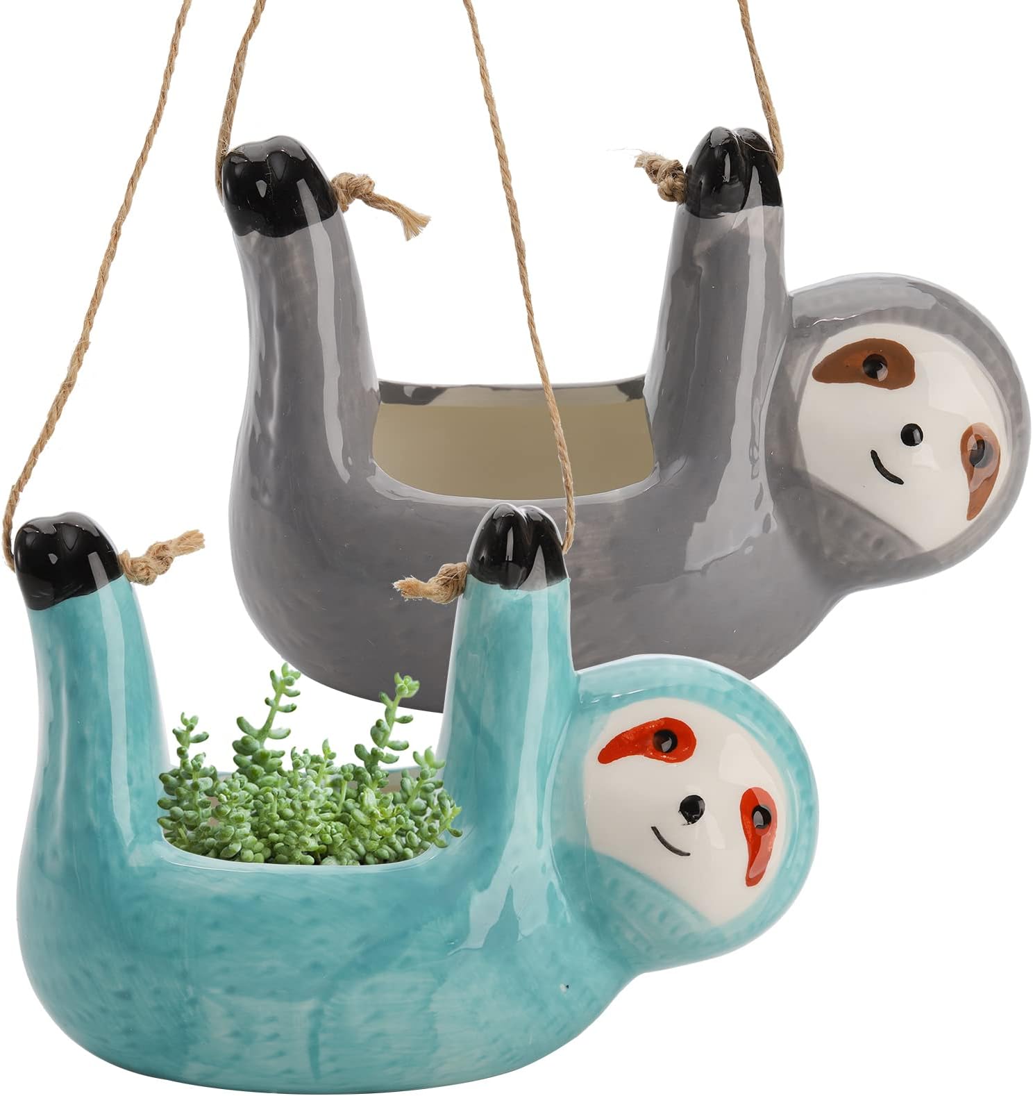 Amazon.com: Okllen Ceramic Sloth Planters, 2 Pack, Premium Hanging ...