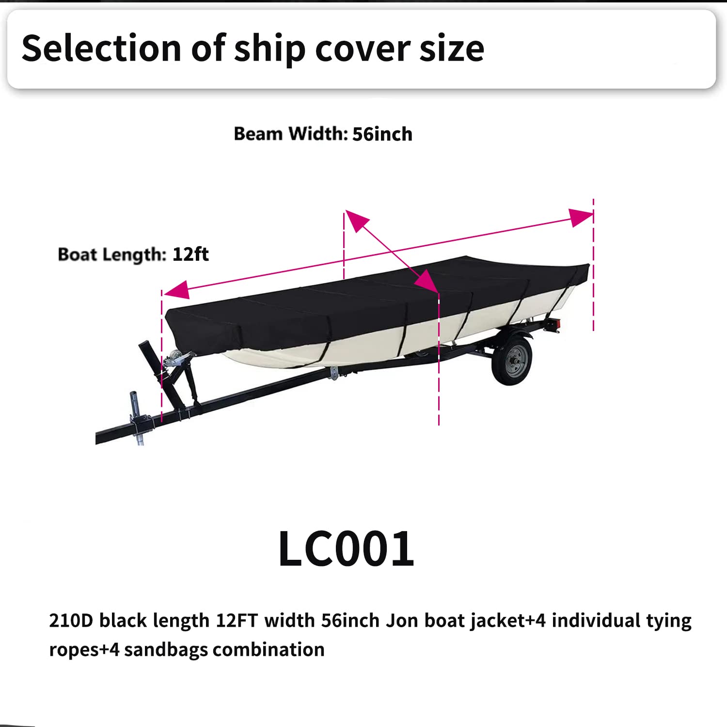 12FT Jon Boat Cover 600D Sun protectio Breathable Heavy-Duty Scratch ...