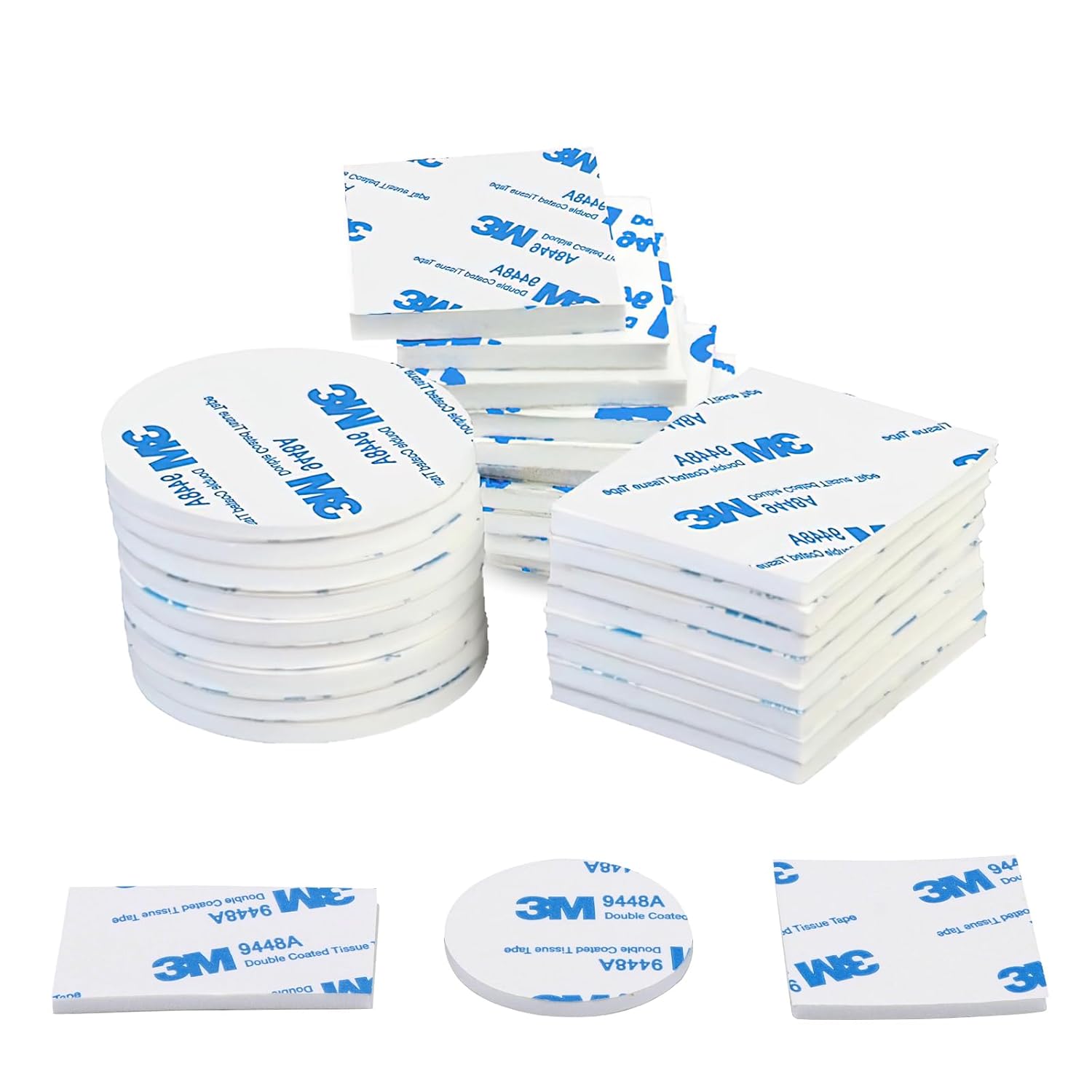Bwetomk 3M Double Sided Sticky Pads White,60Pcs Strong Double Sided ...