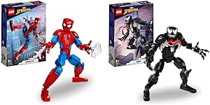 LEGO 76226 Marvel Spider-Man Figure & 76230 Marvel Venom Figure, Fully Articulated Super Villain ...