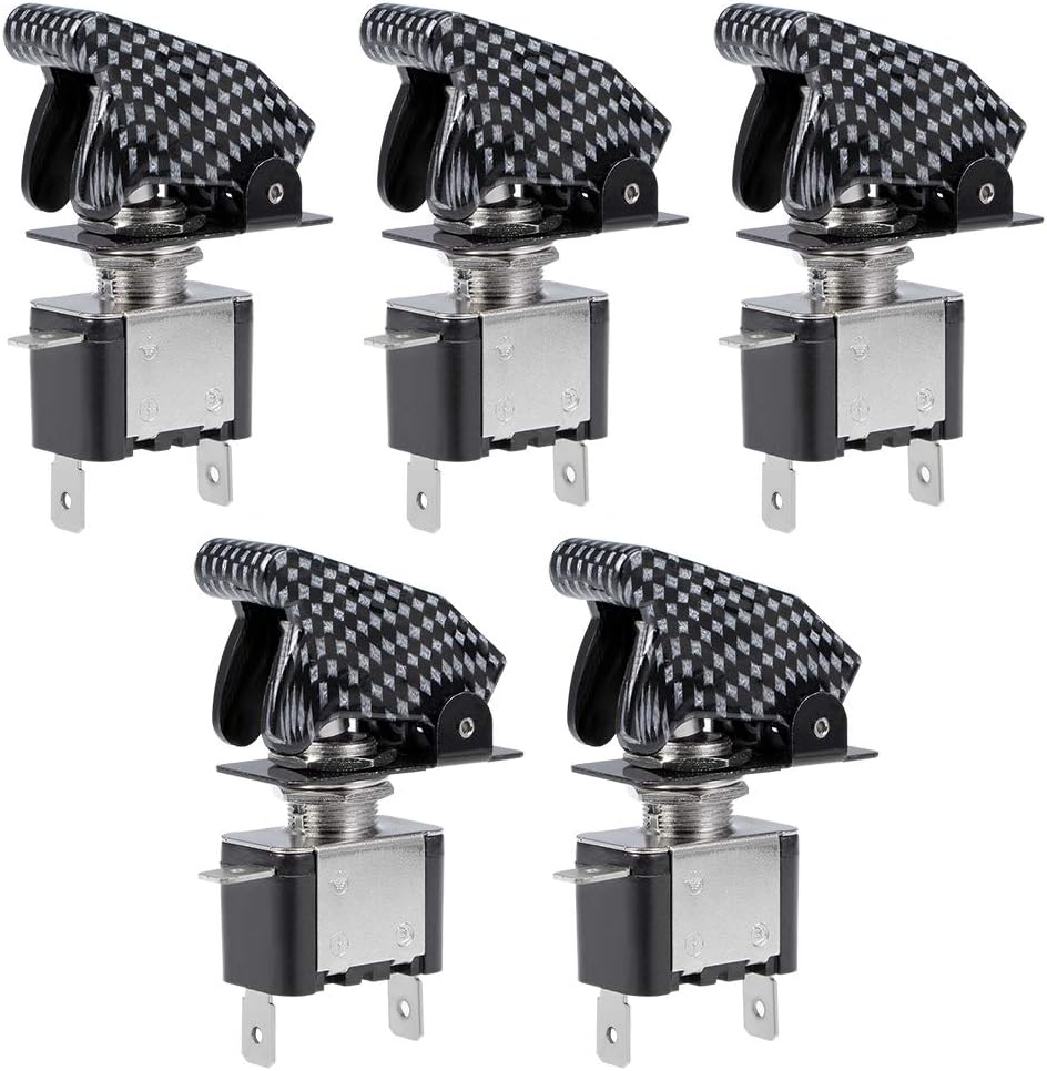 Amazon.com: uxcell 5Pcs SPST Latching Rocker Toggle Switch Red LED ...