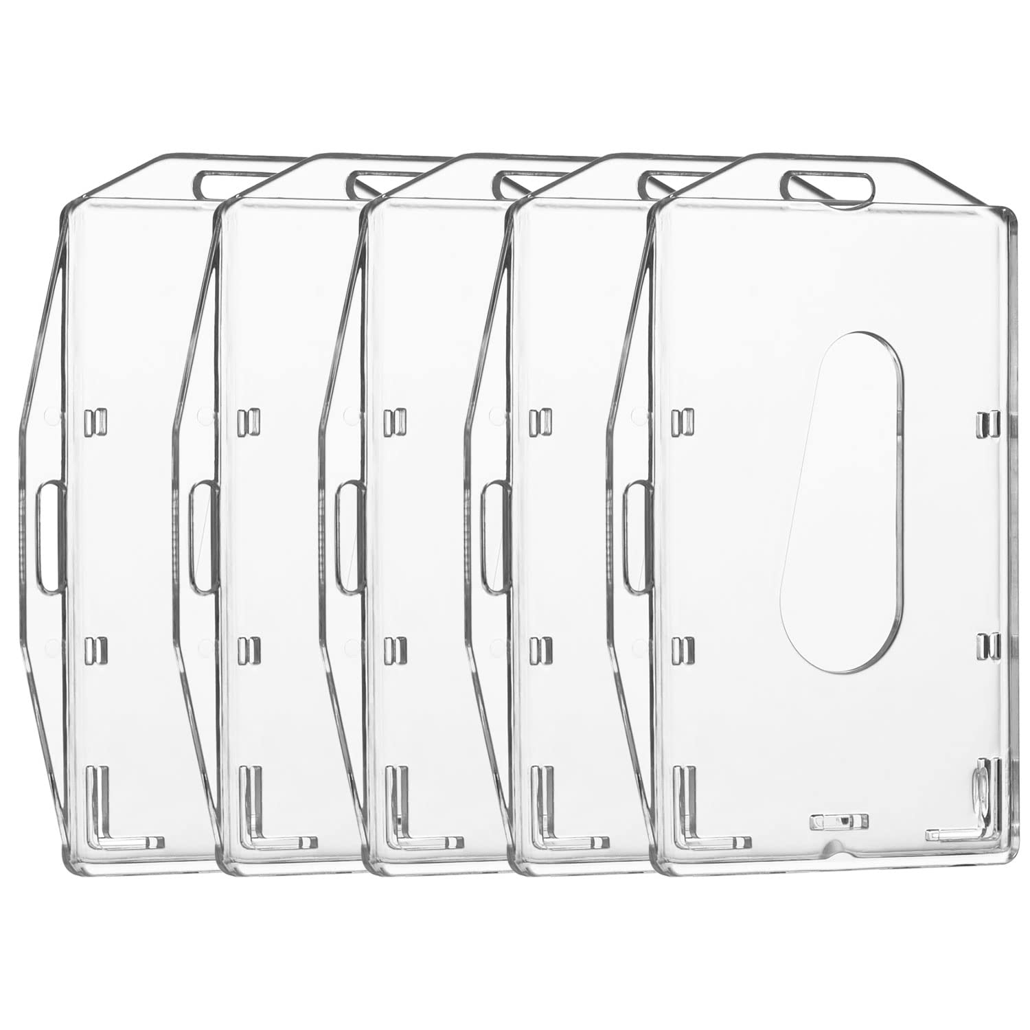 Amazon.com : 5 Pack Hard Plastic Badge Holder, Dual-Sided Horizontal ...