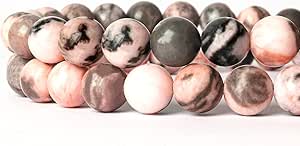 Amazon.com: Pink Zebra Jasper Natural Gemstone Beads for Jewelry Making ...
