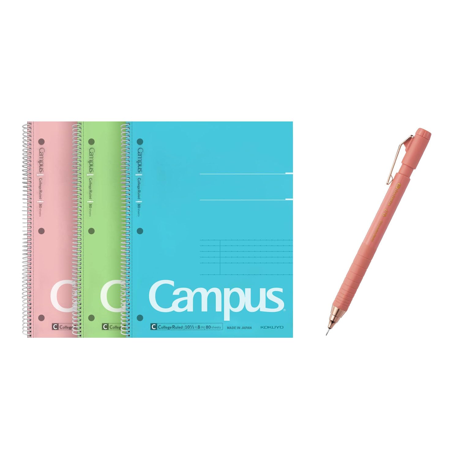 Amazon.com : KOKUYO Spiral Notebook, 3 Pack Campus 10-1/2" x 8" Subject ...