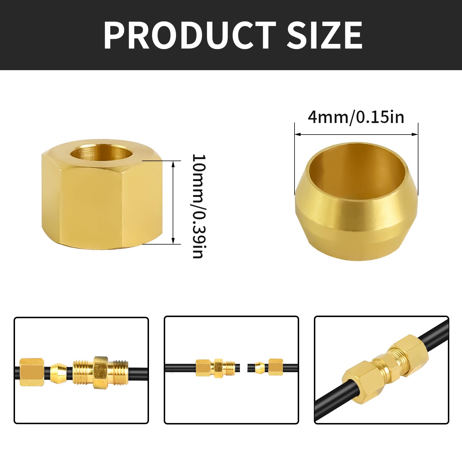 Snapklik.com : MuHize 1/8" OD Brass Compression Fitting - Brass ...