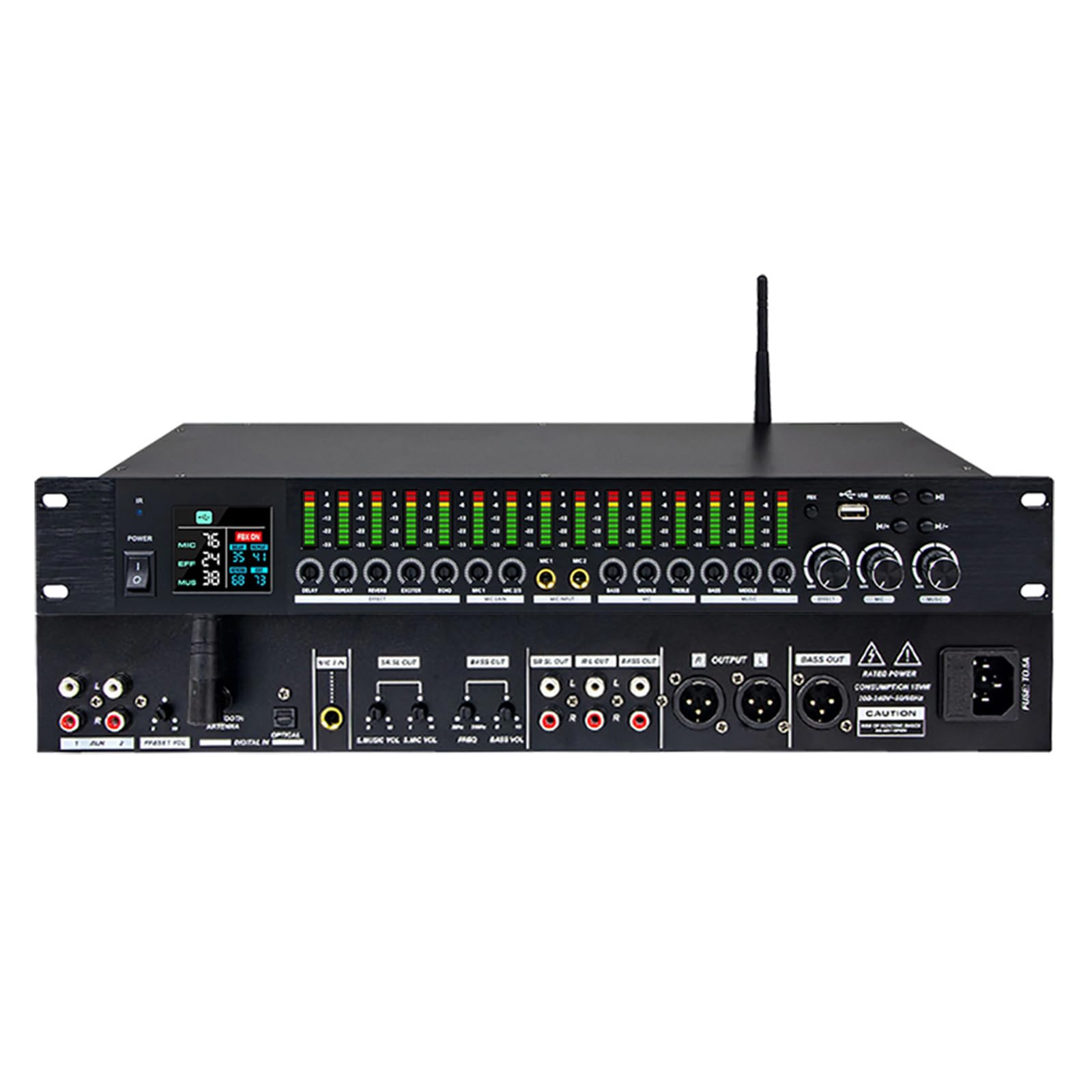 Amazon | KTV デジタル プリステージ エフェクター、カラオケ ミキサー リバーブレーター、オーディオ プロセッサー、LCD ...