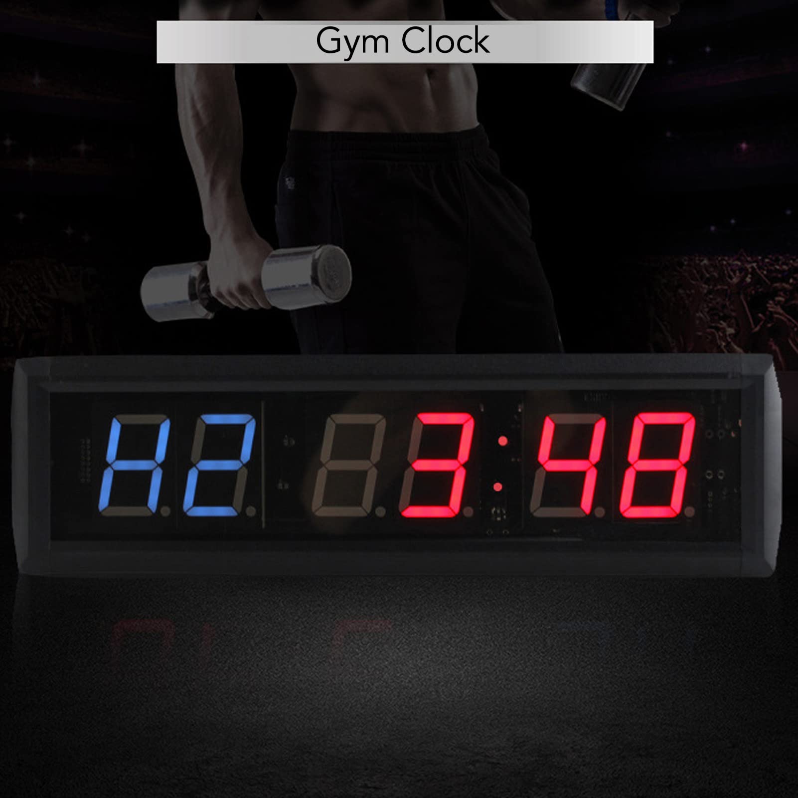 Gym Timer Clock, 15 Large Digital Wall Clock with Remote Control, Countdown & Stopwatch, Custom ...