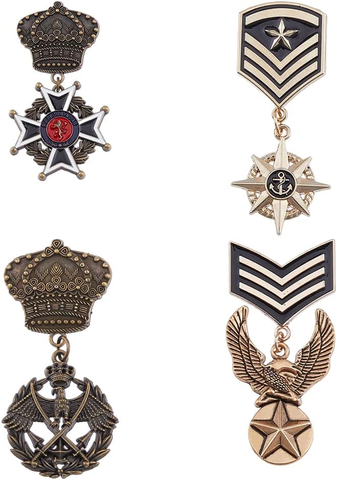 Amazon.com: AHANDMAKER 4 Pcs Costume Military Badge Medal, 4 Style ...