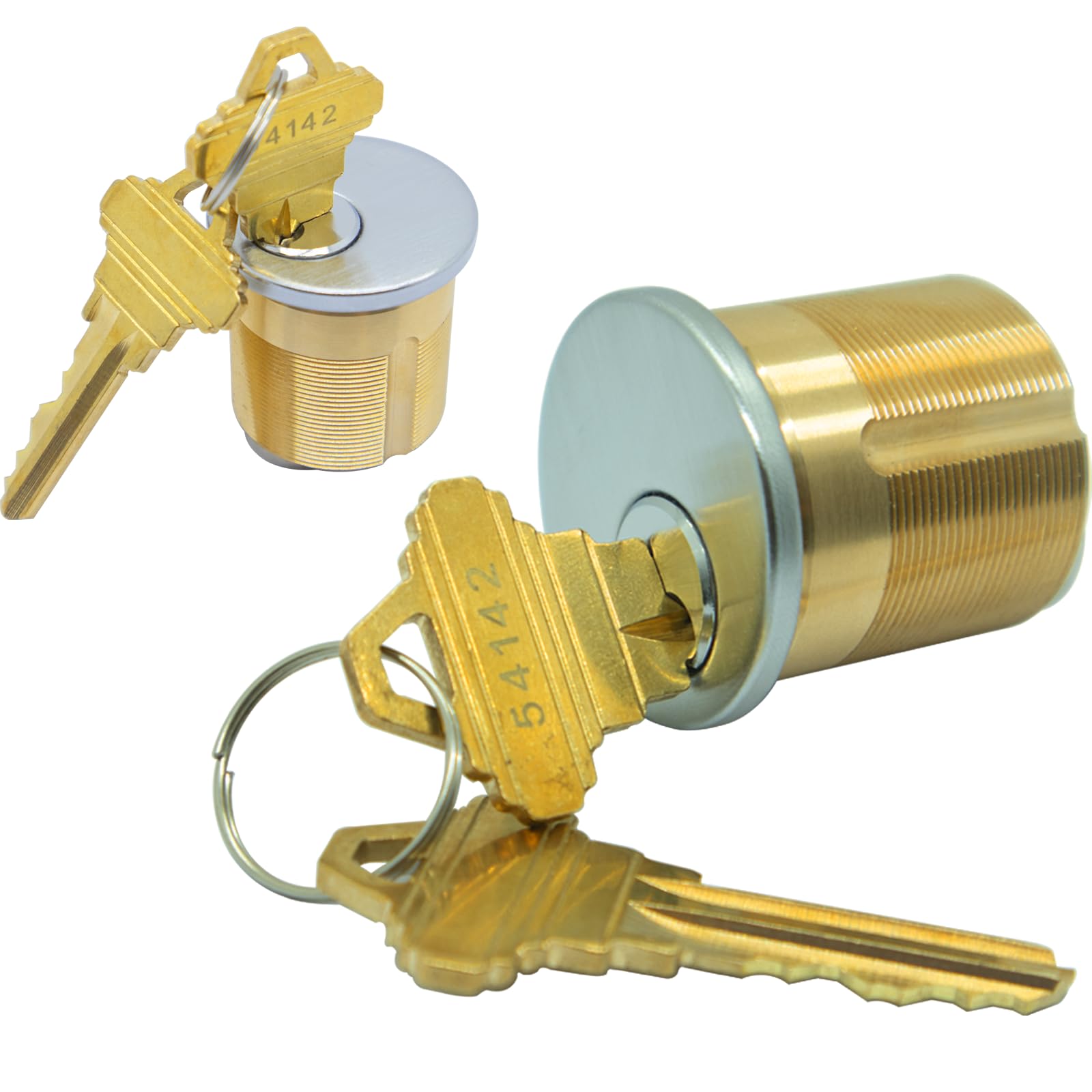 2 Pack Door Replacement Brass Cylinder Lock, 1-1/4" Inch Length (32mm ...