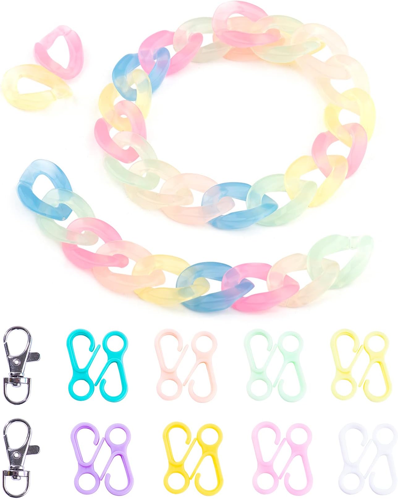 Amazon.com: ALLinONE Mixed Color Plastic C Clip Hooks Chain Links for ...