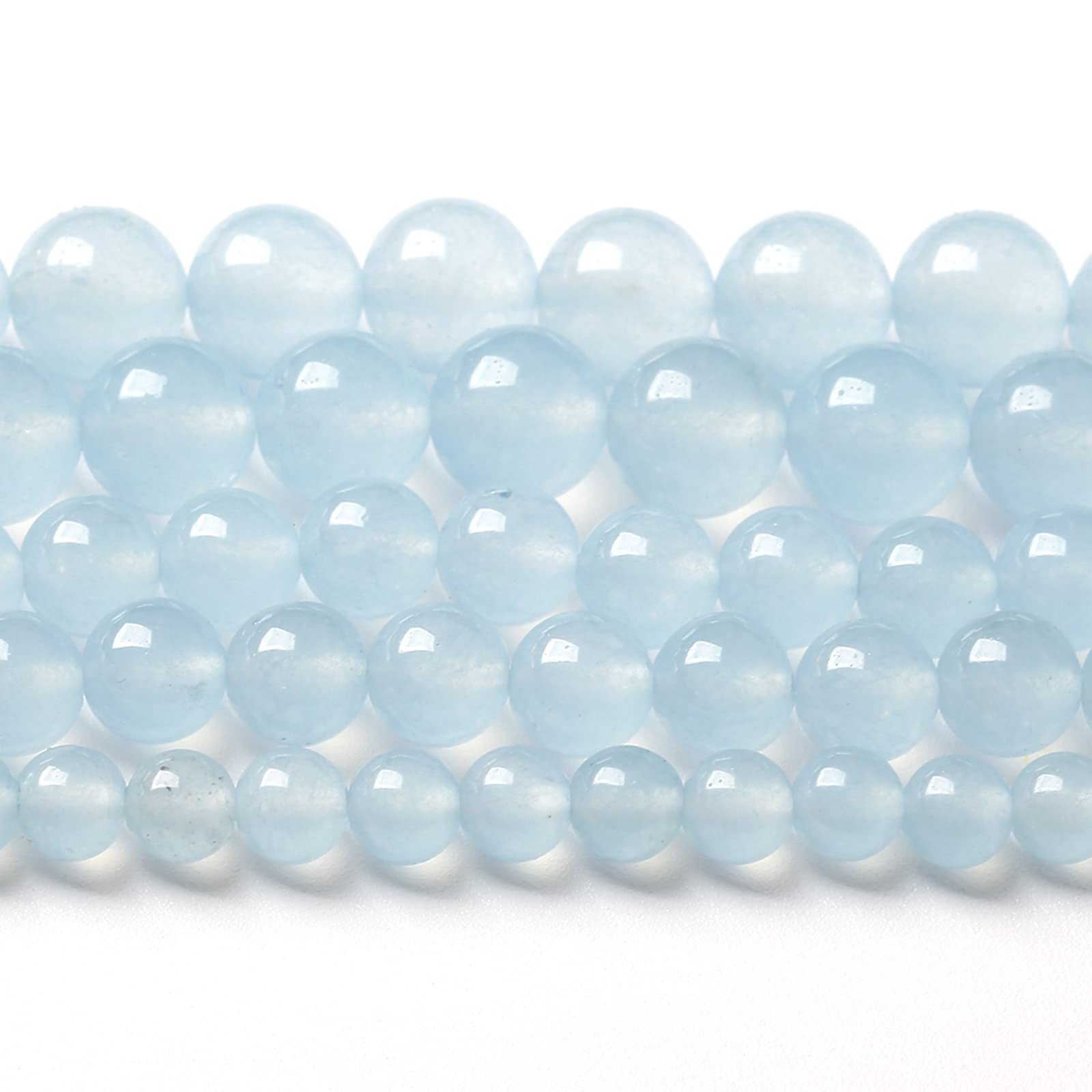 Amazon.com: 6MM 60PCS Natural Stone Light Blue Chalcedony Loose Beads for Jewelry Making DIY ...