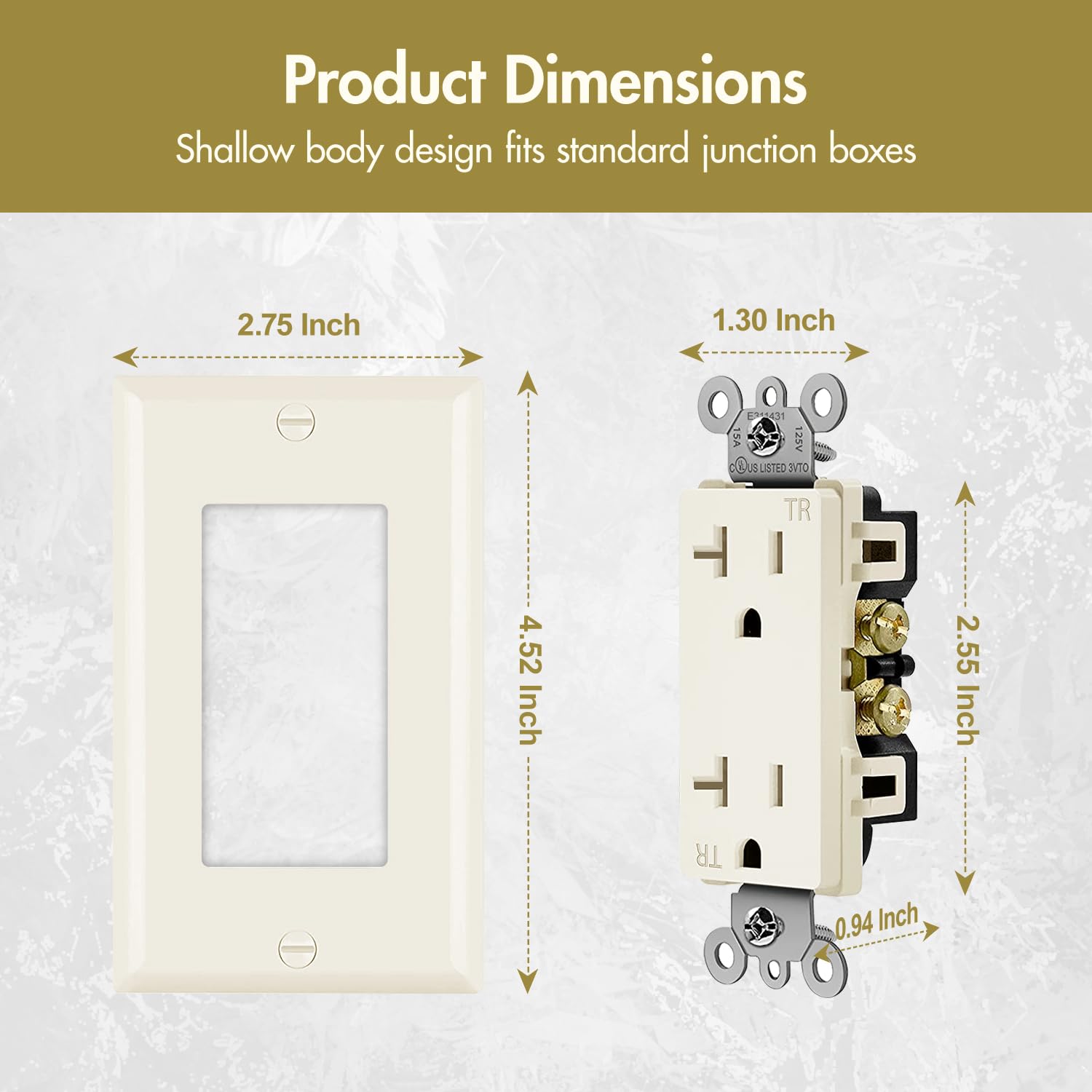 Snapklik.com : Micmi Decorator Receptacle Outlet, Tamper Resistant ...