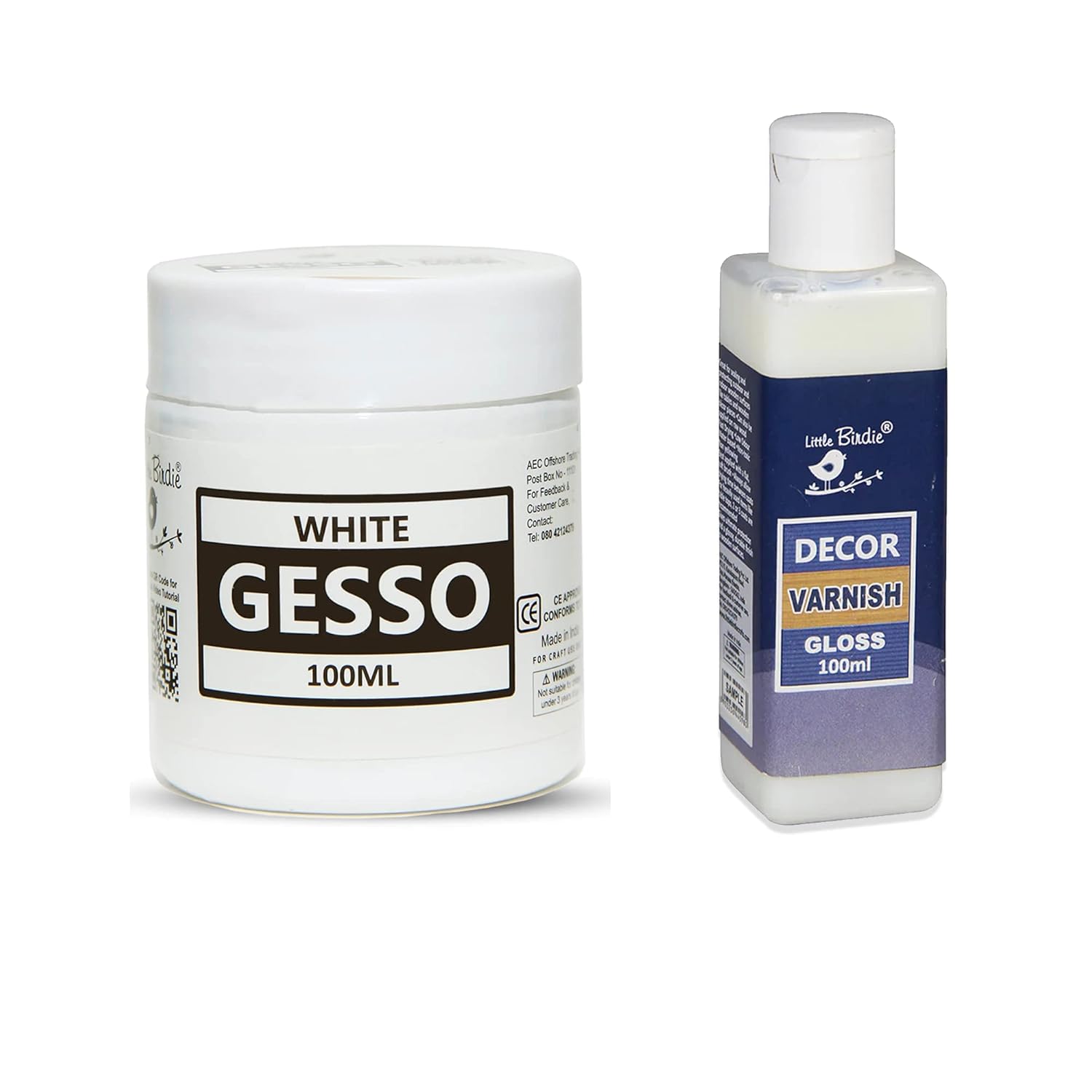 LITTLE BIRDIE Acrylic Gesso Finish Paint White 100ml Gloss Itsy Bitsy Decor Varnish 100ml LITTLE BIRDIE Acrylic Gesso Finish Paint White 100ml Gloss Itsy Bitsy Decor Varnish 100ml