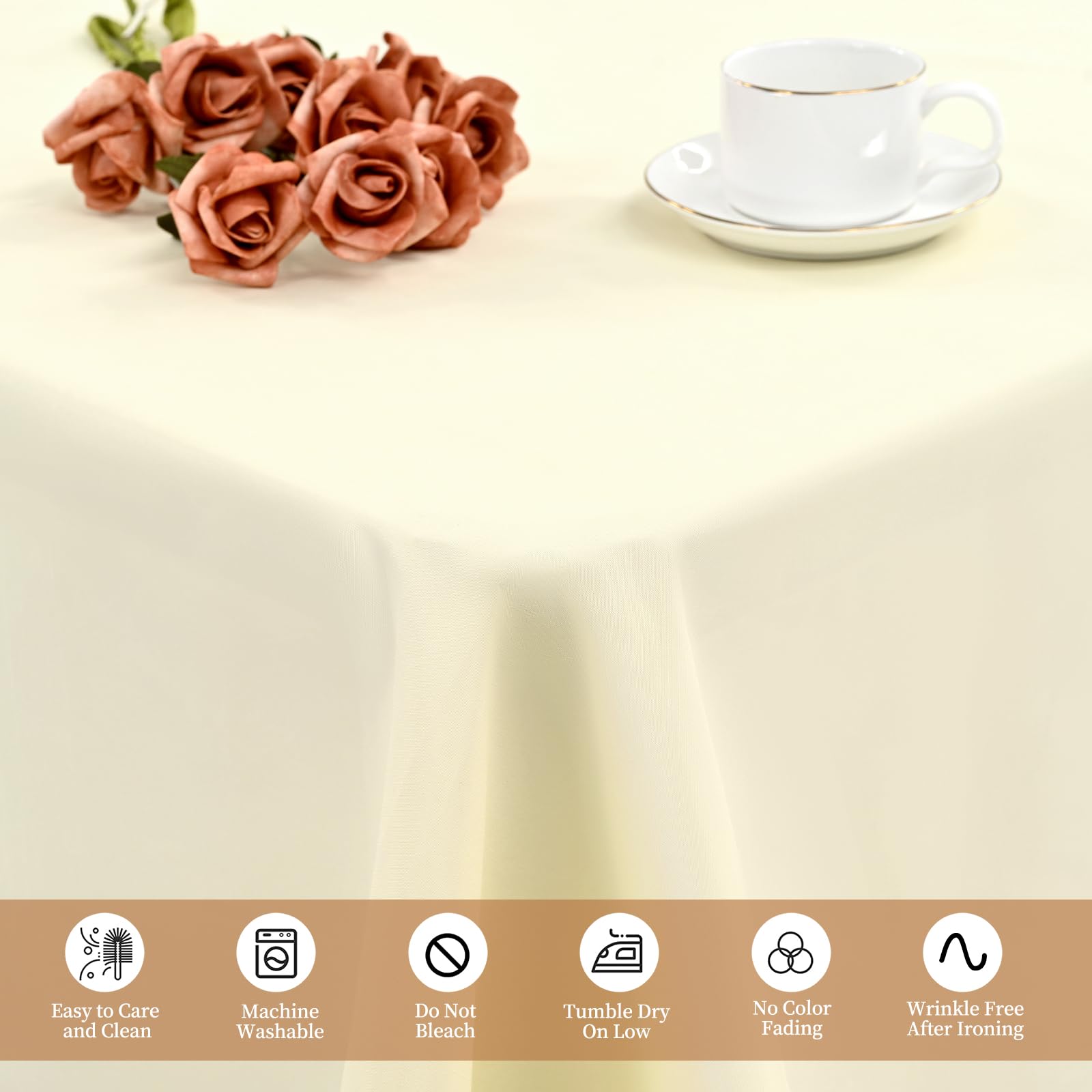 Wedding Dining Cloth Fani 12 Pack Beige Tablecloths 60x102 Inch - Stain ...