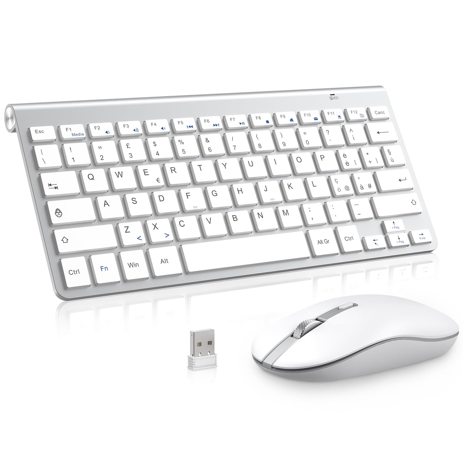 Tastiera e mouse Wireless, PINKCAT 2.4G Set di tastiera ultrasottile e mouse ergonomico ...
