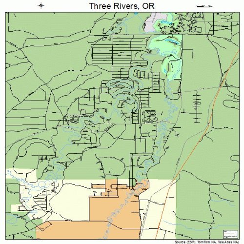 Amazon.com: Large Street & Road Map of Three Rivers, Oregon OR ...