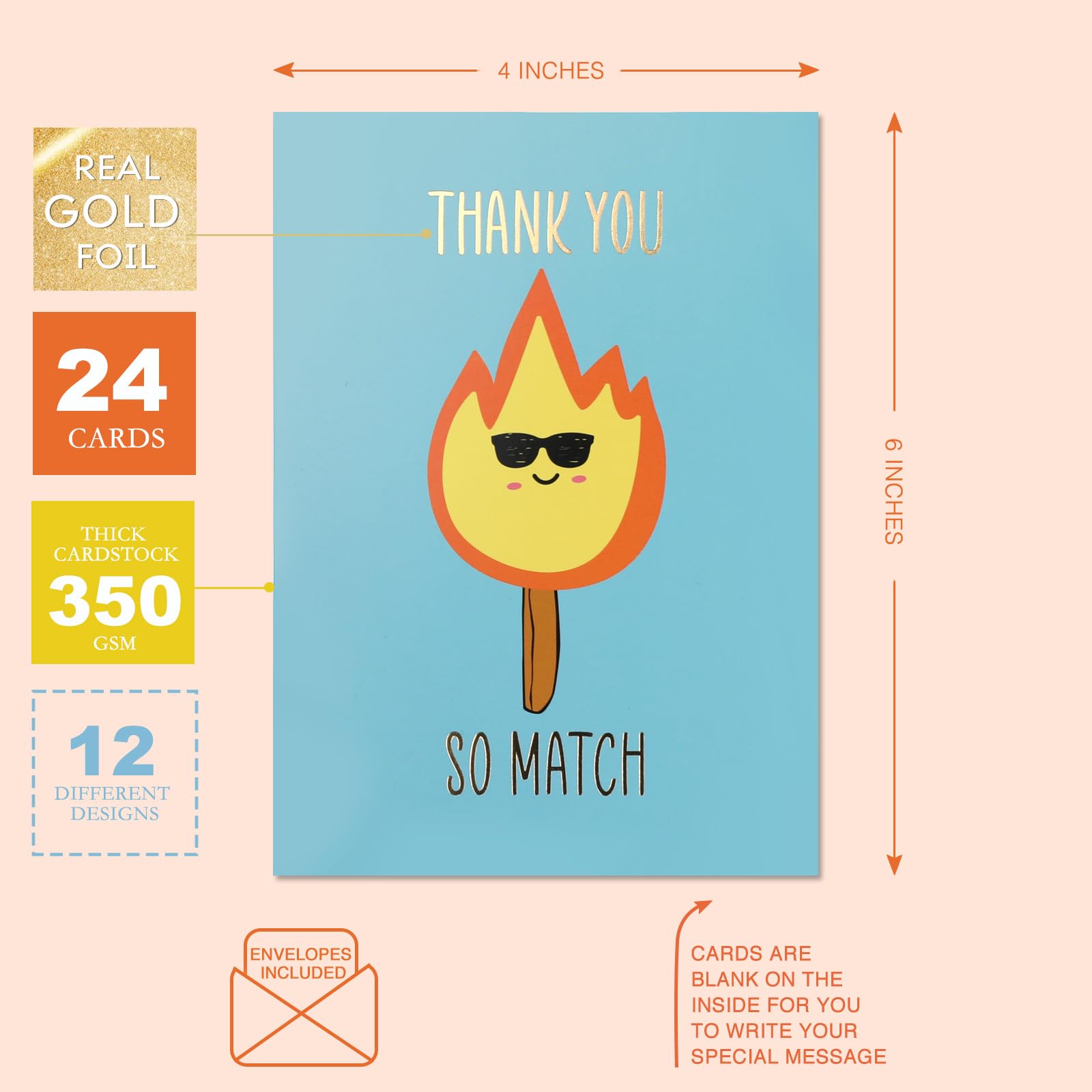 Snapklik.com : 24 PackFunny Thank You Cards Big Size 4 X 6 Inch ...