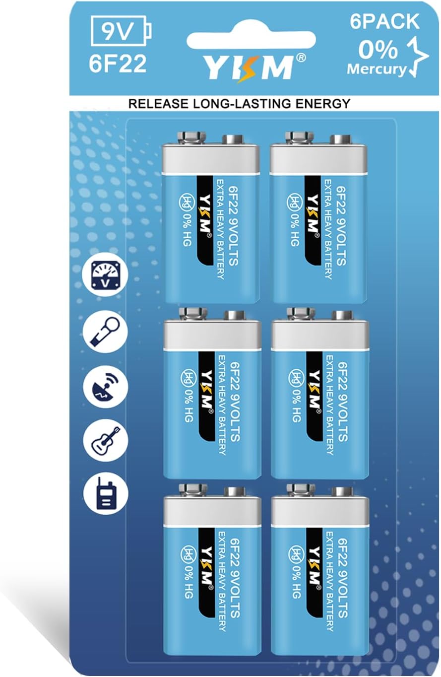 Amazon.com: 9V Carbon-Zinc Super Heavy-Duty Battery Single Time Use ...