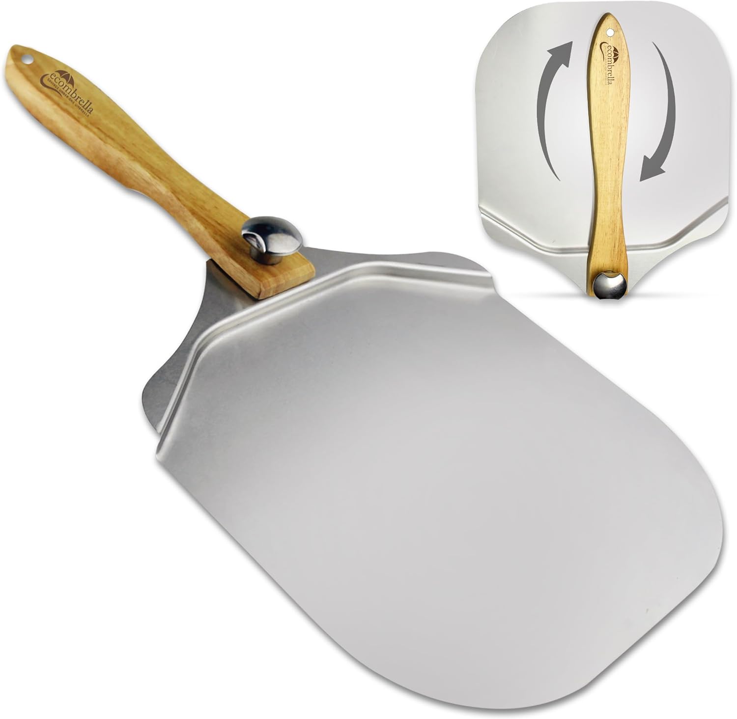 Pizza Peel 12 inch Aluminum Pizza Paddle with Foldable Wooden Handle ...