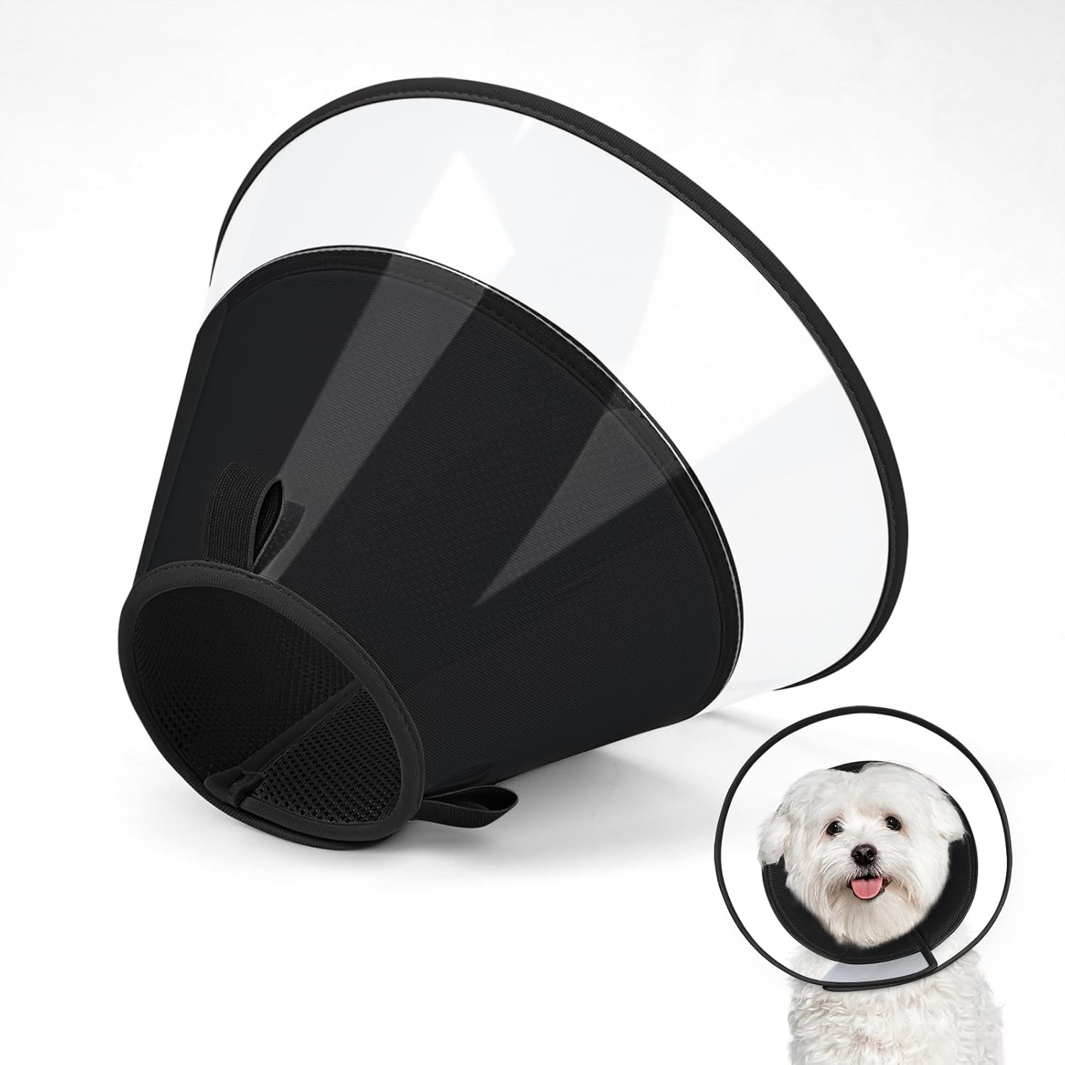Supet Dog Cone Collar with Soft Pad, Transparent Elizabeth Recovery ...