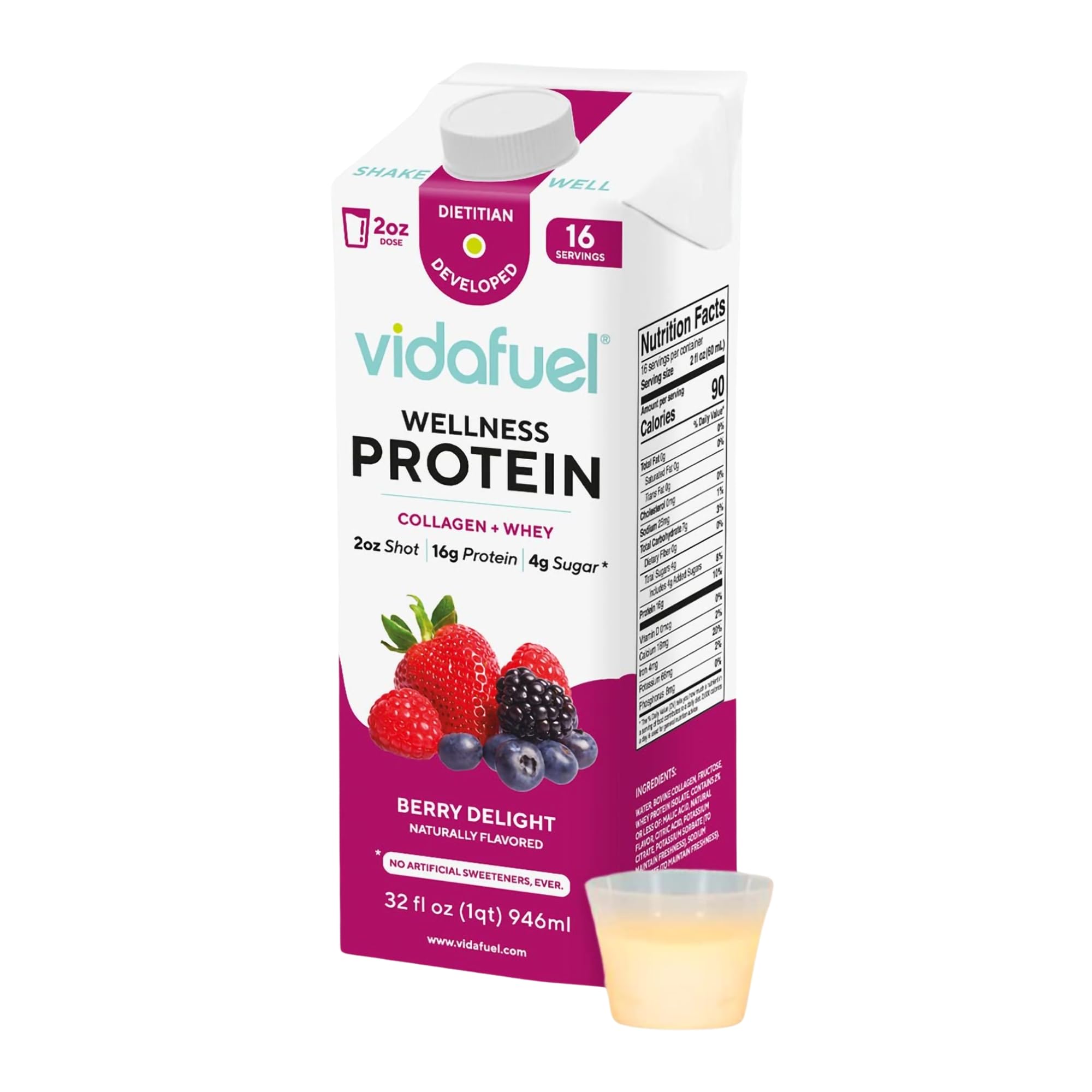 Amazon.com: Vidafuel Protein Drink, 16g Protein Per 2oz Shot, 32 fl oz ...