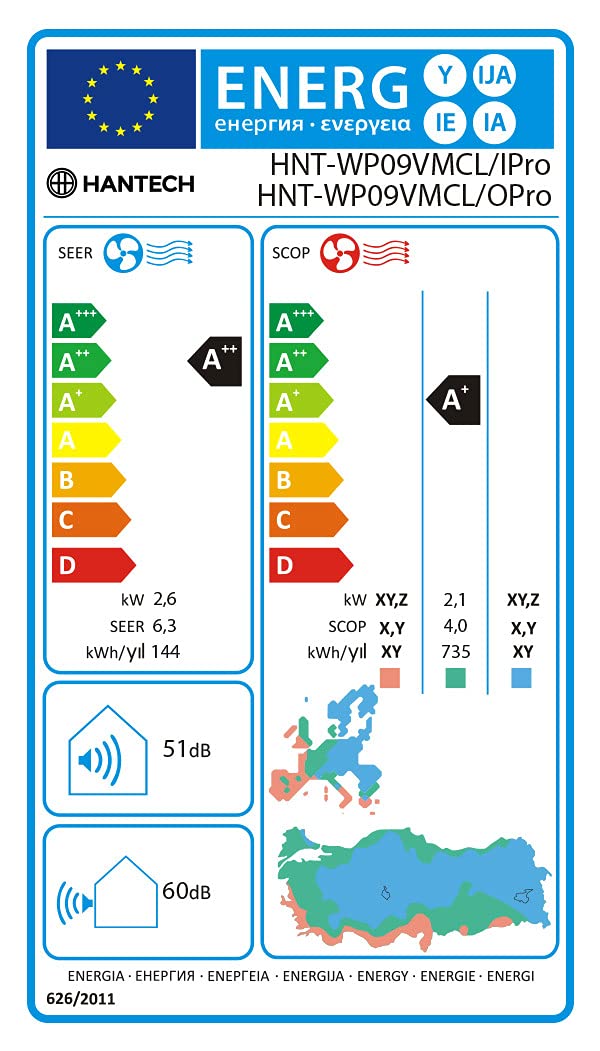 DIMSTAL 12000 BTU 3,6kW ULTRA - Split Klimaanlage + Heizung ECO Smart ...
