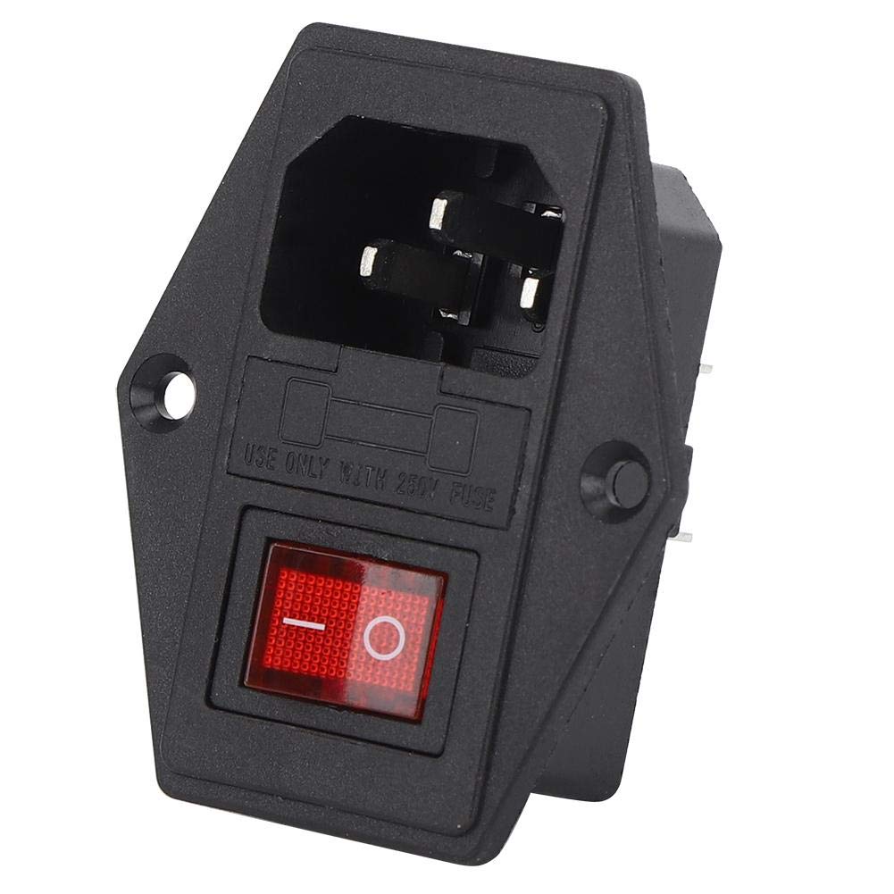 Buy 3 Pin Power Socket Switch, AC 16A 250V Inlet Module Plug Fuse ...
