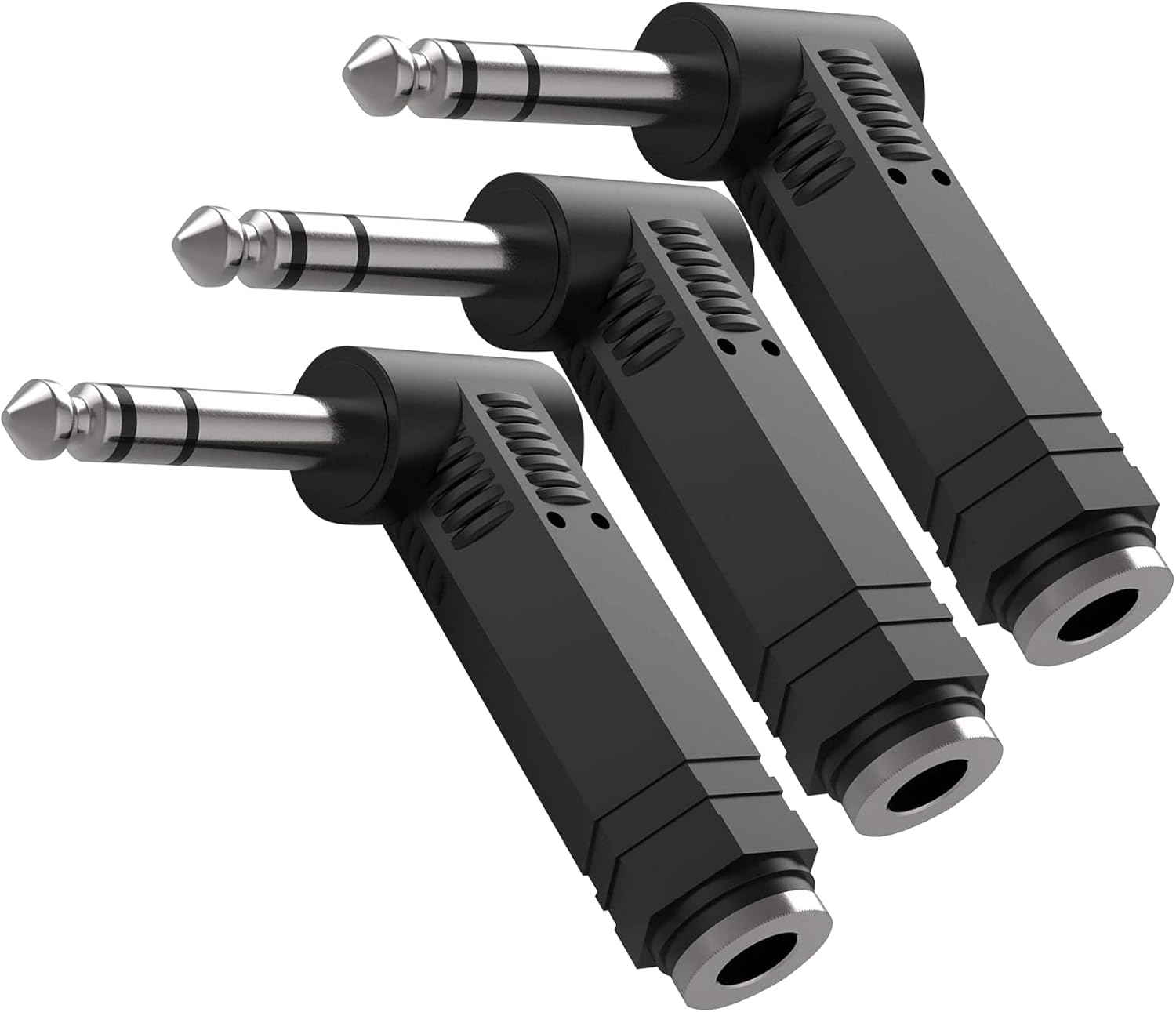 Tunghey Right Angle 6.35mm Adapter, 3 Pack 1/4" Stereo Male Plug to ...