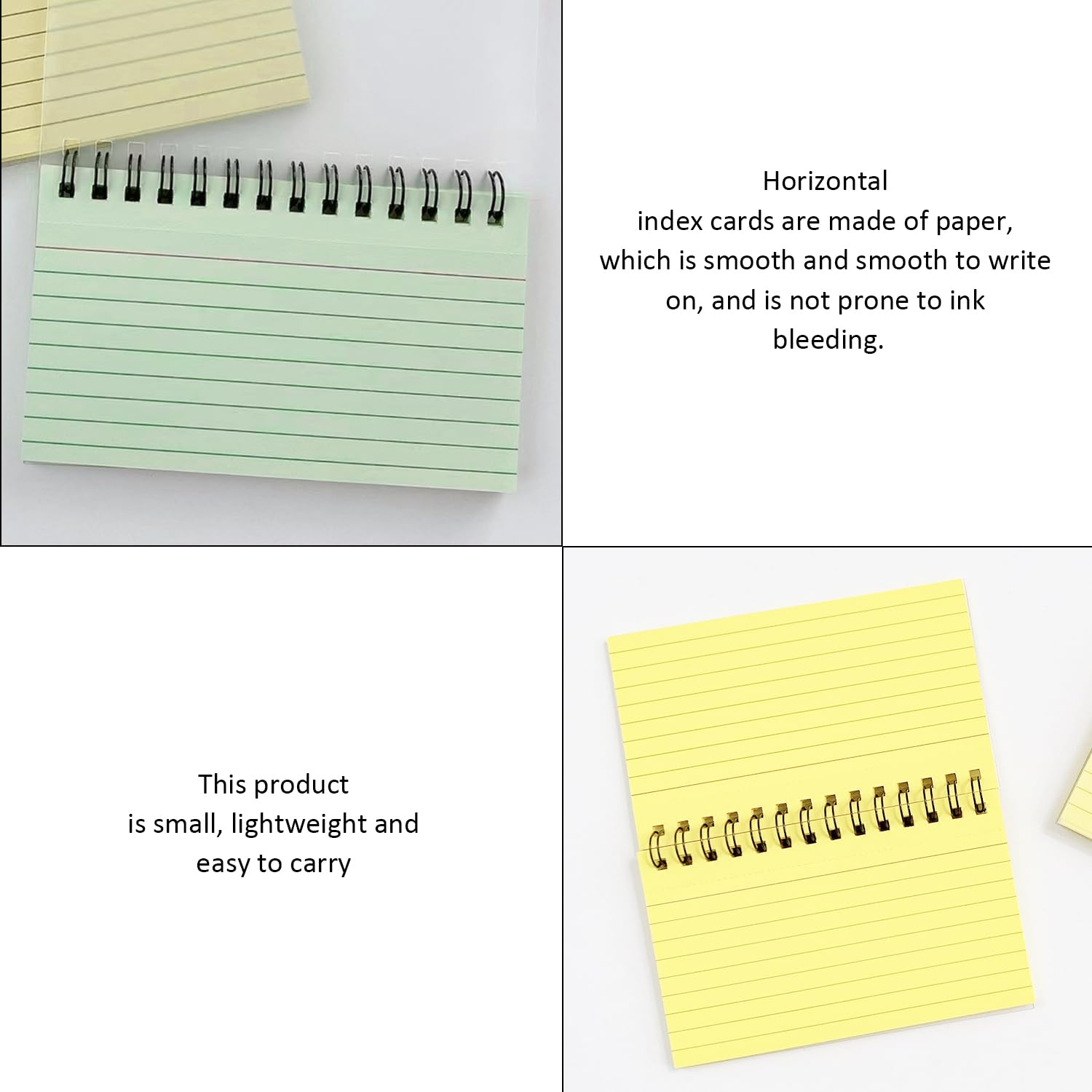4 Lined Index Cards, 4 Highlighters, Tear-Off Coil Notebook, Guide ...