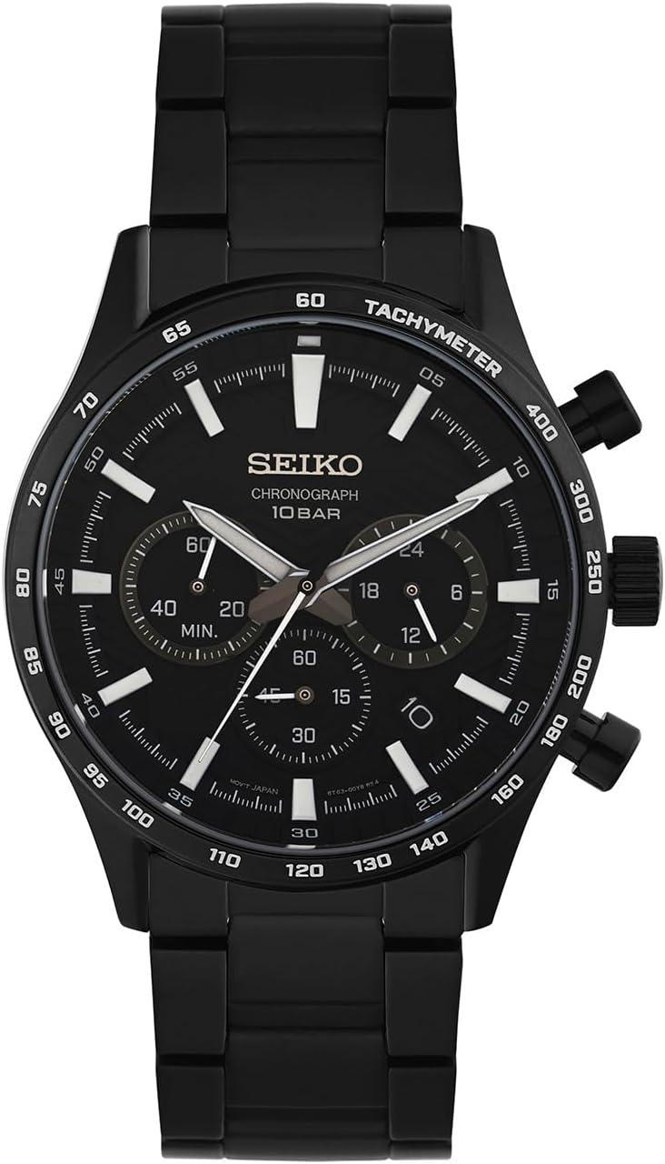 SEIKO Dress Chronograph Watch - SSB415P1, Black, Black, Modern: Buy ...